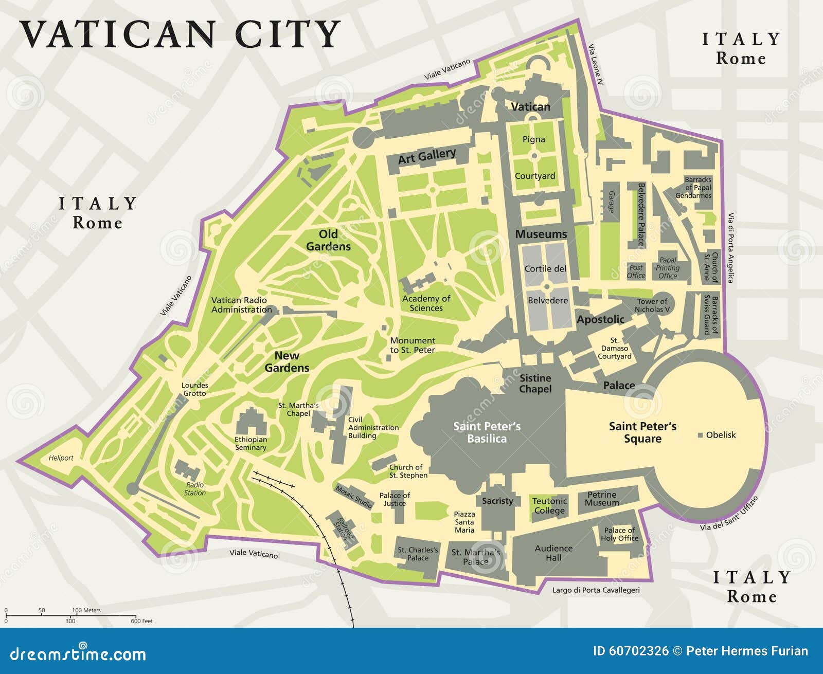 Mapa Político De La Ciudad Del Vaticano Ilustración del Vector - Imagen ...