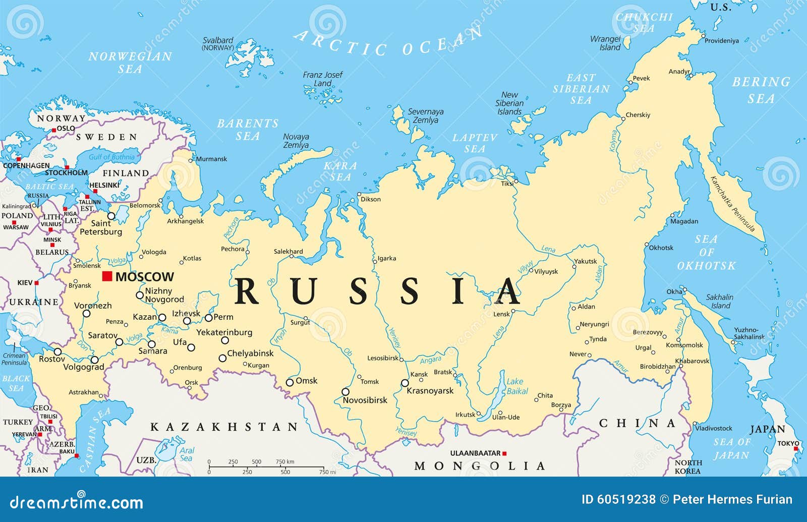 Mapa Político De Rusia Ilustración del Vector - Imagen: 60519238
