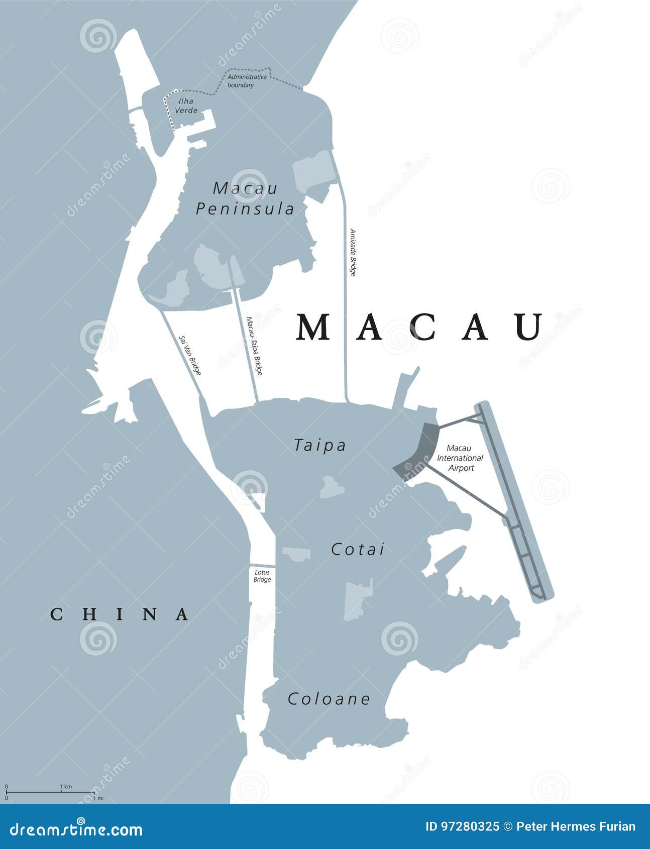Mapa político de Macao ilustración del vector. Ilustración de fondo - 97280325
