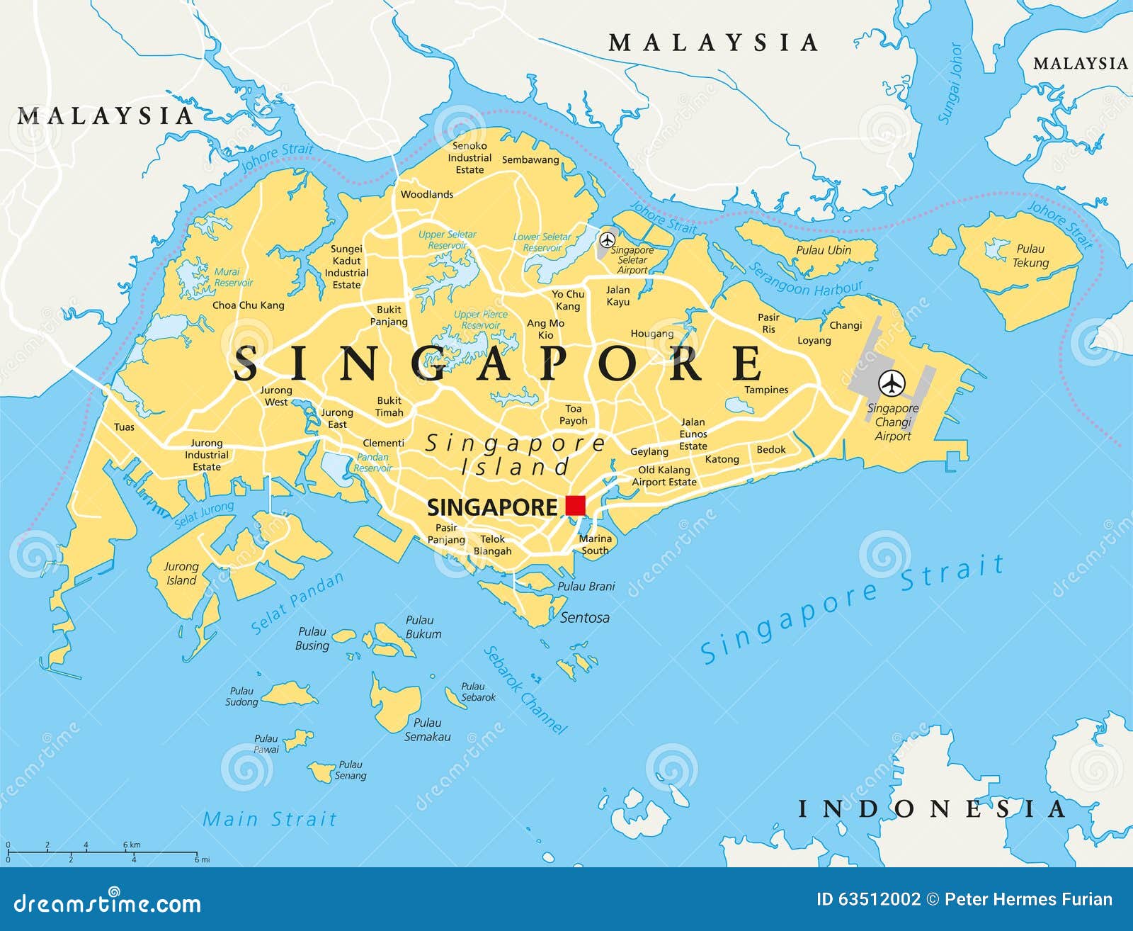 Mapa político de Singapur ilustración del vector. Ilustración de isla - 63512002