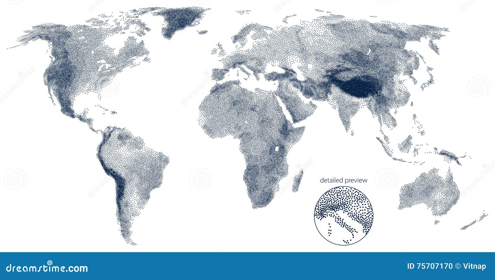 Mapa Pontilhado Do Vetor Do Relevo Do Mundo Ilustração do Vetor ...