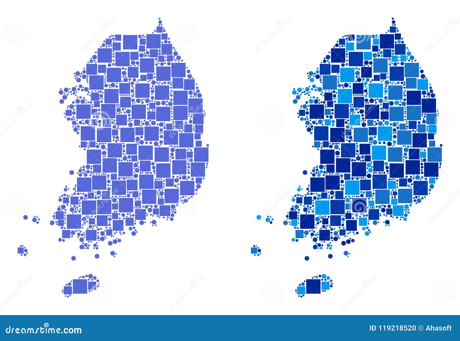 Mapa Punteado De La Corea Del Sur Con Variante Azul Ilustración del ...