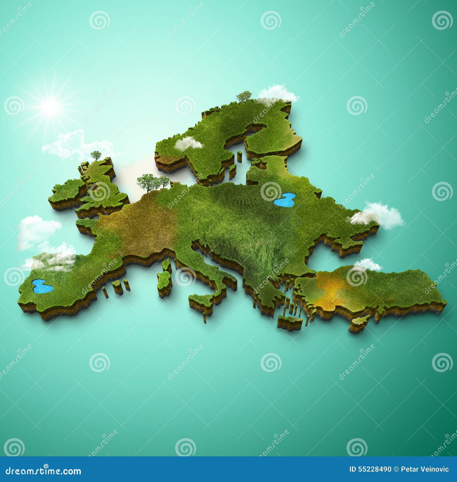 Mapa realista 3D de Europa stock de ilustración. Ilustración de nuevo ...