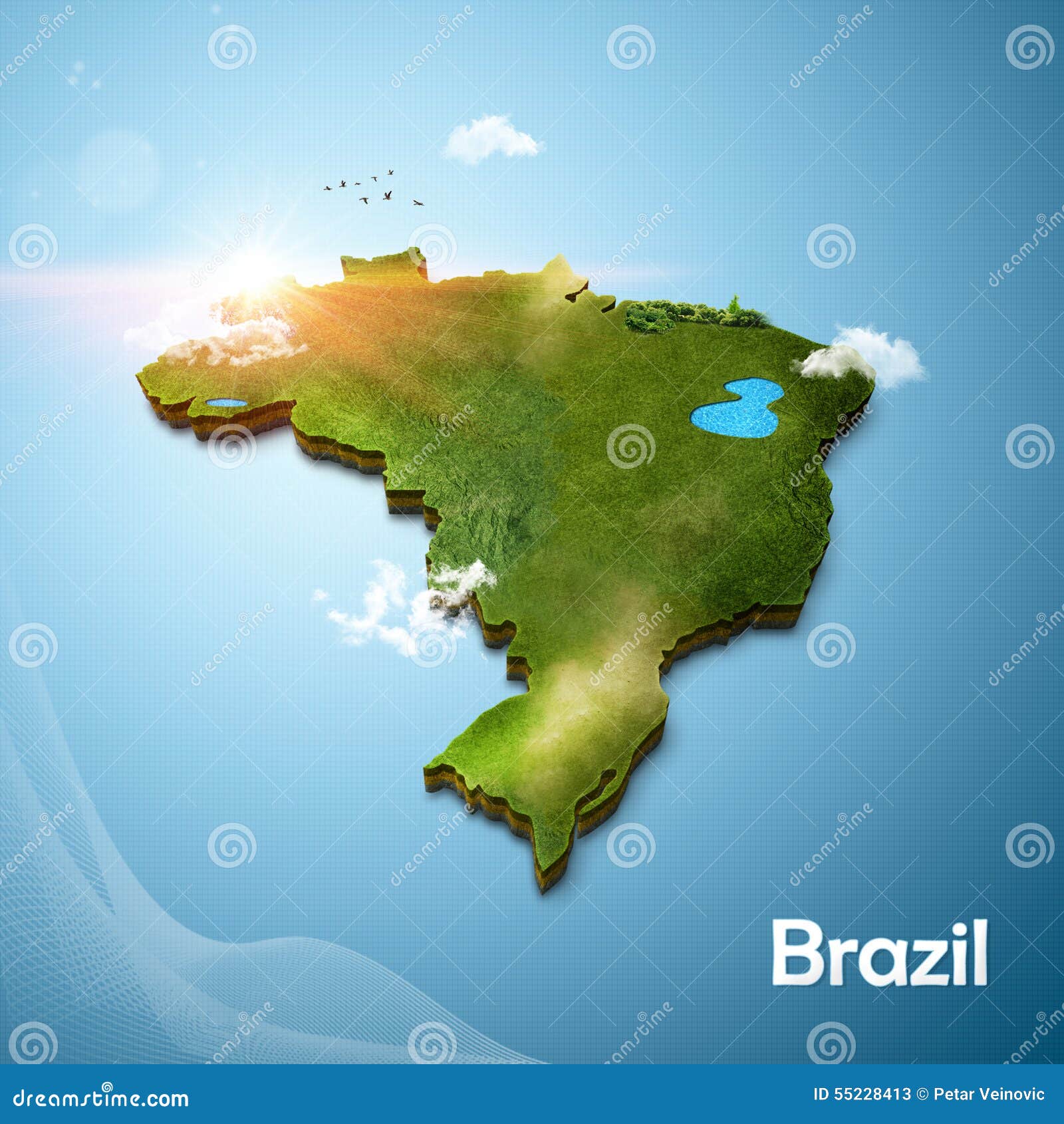 Mapa Realista 3D Del Brasil Stock de ilustración - Ilustración de ...