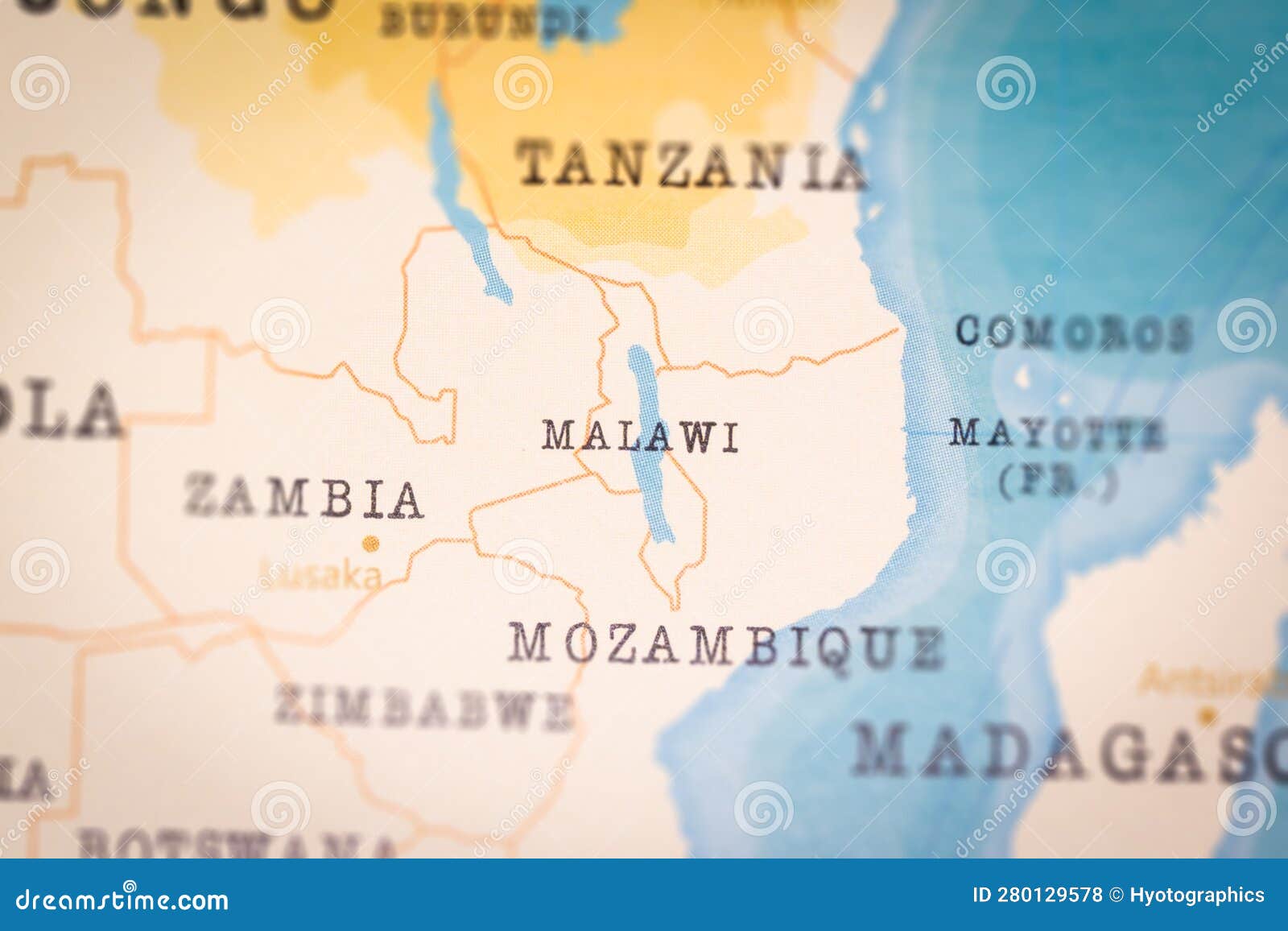 Mapa realista do malawi. foto de stock. Imagem de cidade - 280129578