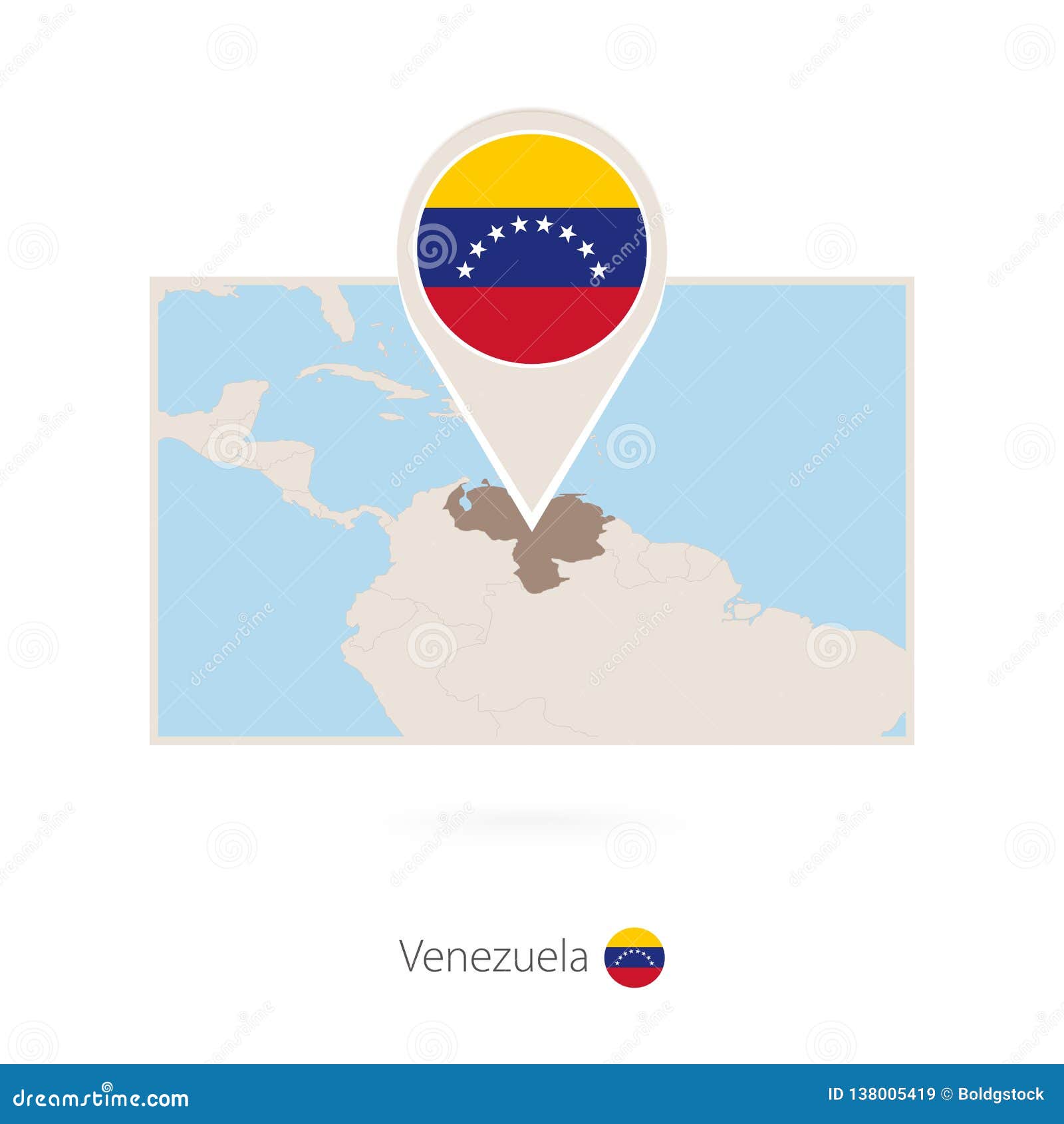 Mapa Rectangular De Venezuela Con El Icono Del Perno De Venezuela ...