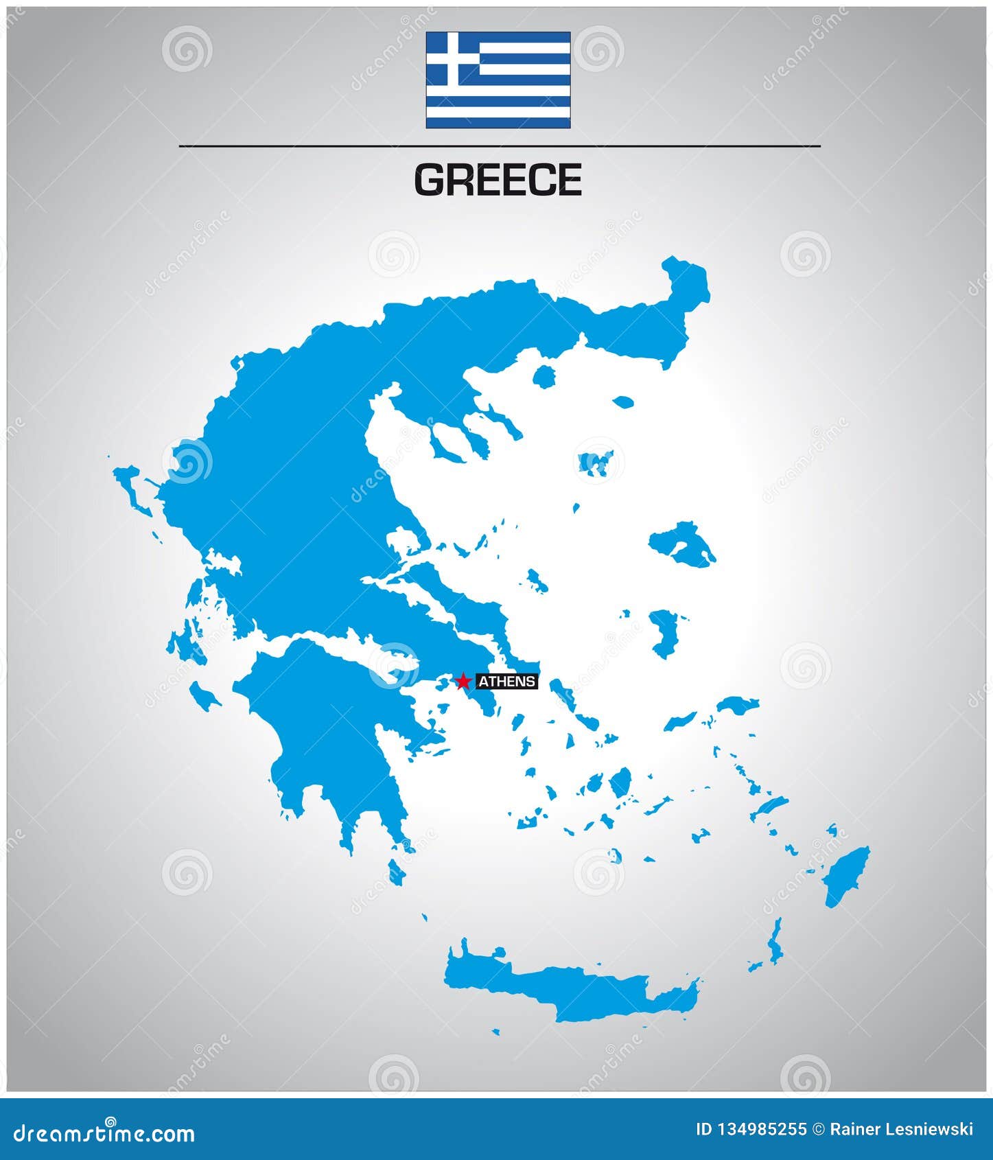 Mapa Simple Del Esquema Del Vector De Grecia Con La Bandera Stock de ...