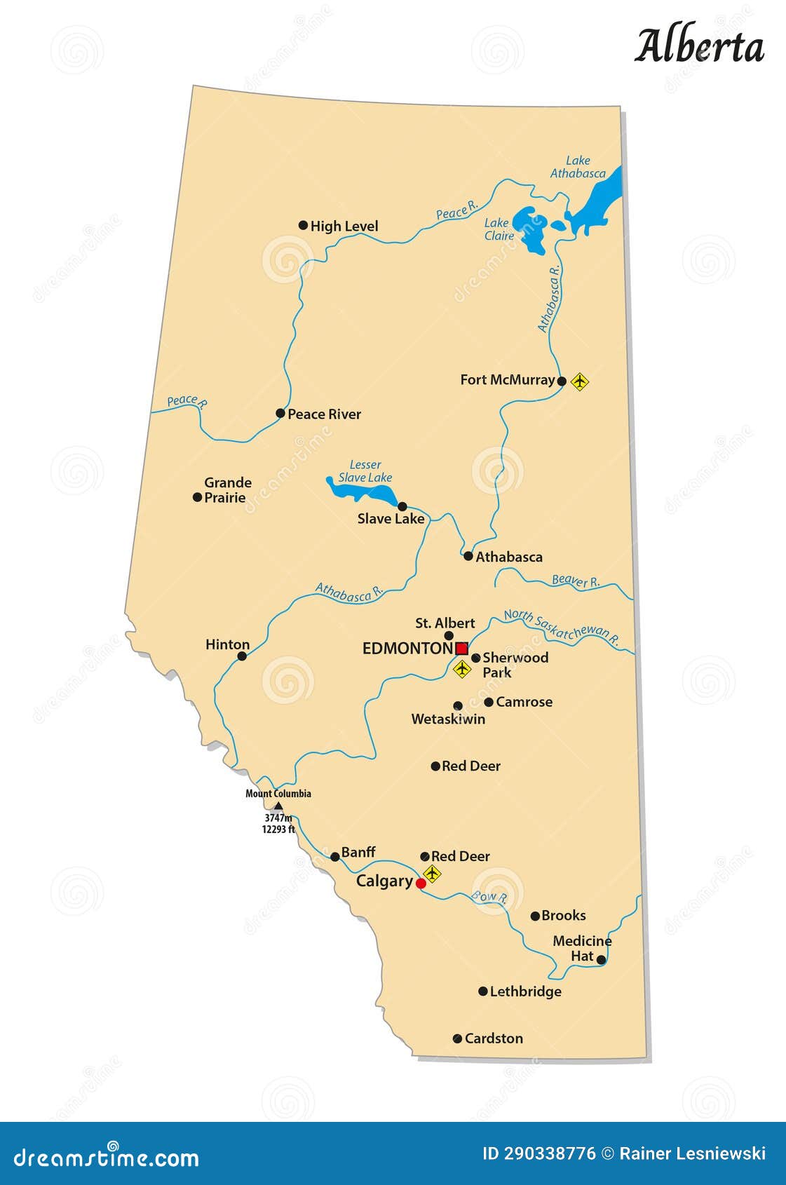 Mapa Simple Vectorial De Alberta Canada Ilustración del Vector ...