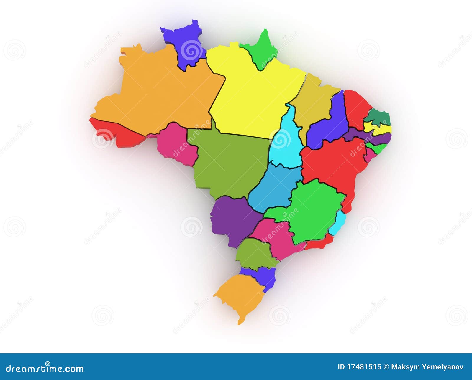 Mapa Tridimensional De Brasil. 3d Ilustração Stock - Ilustração de ...