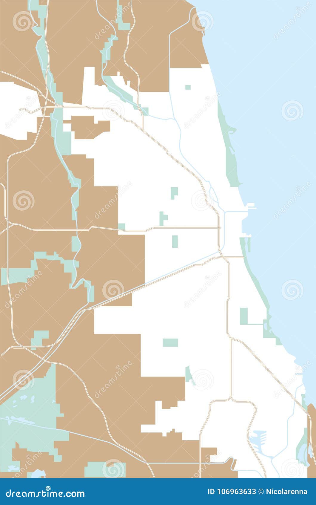 Mapa Urbano Da Cidade Do Vetor De Chicago, EUA Ilustração do Vetor ...