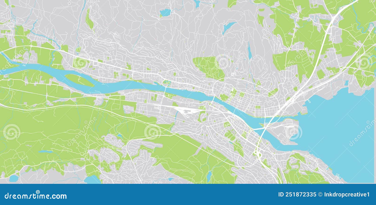 Mapa Urbano Vectorial De Drammen Norway Europa Ilustración del Vector ...