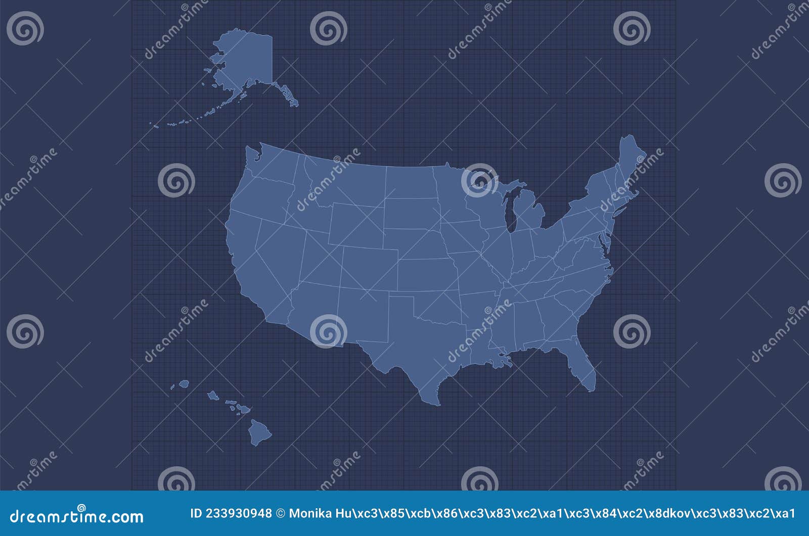 Mapa Usa Separa Estados Infographics Blue Flat Design Blank Ilustração ...