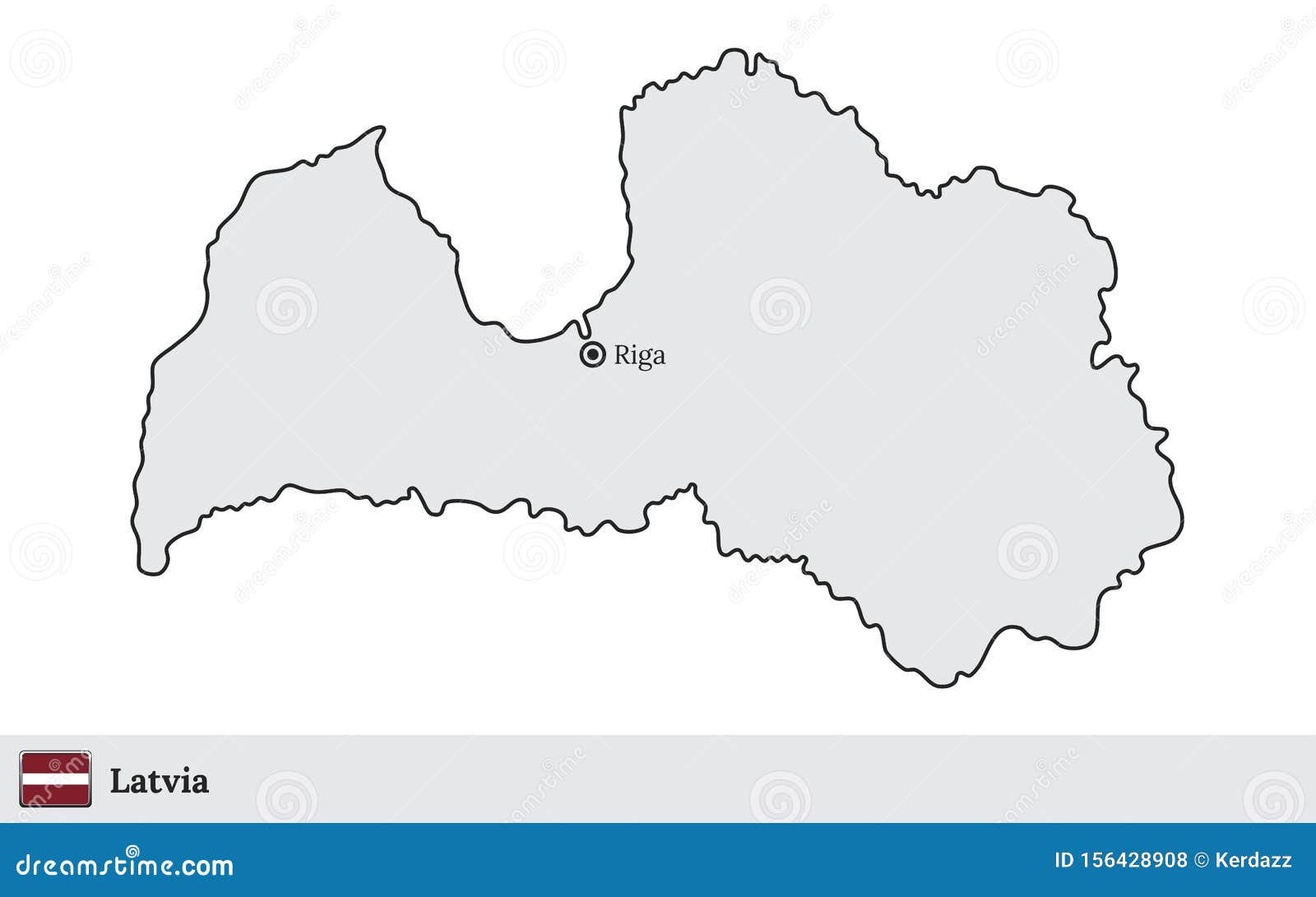 Mapa Vectorial De Letonia Con La Ciudad Capital De Riga Ilustración del ...