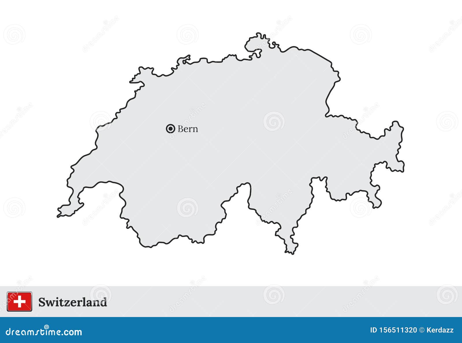 Mapa Vectorial De Suiza Con La Capital De Berna Ilustración del Vector ...