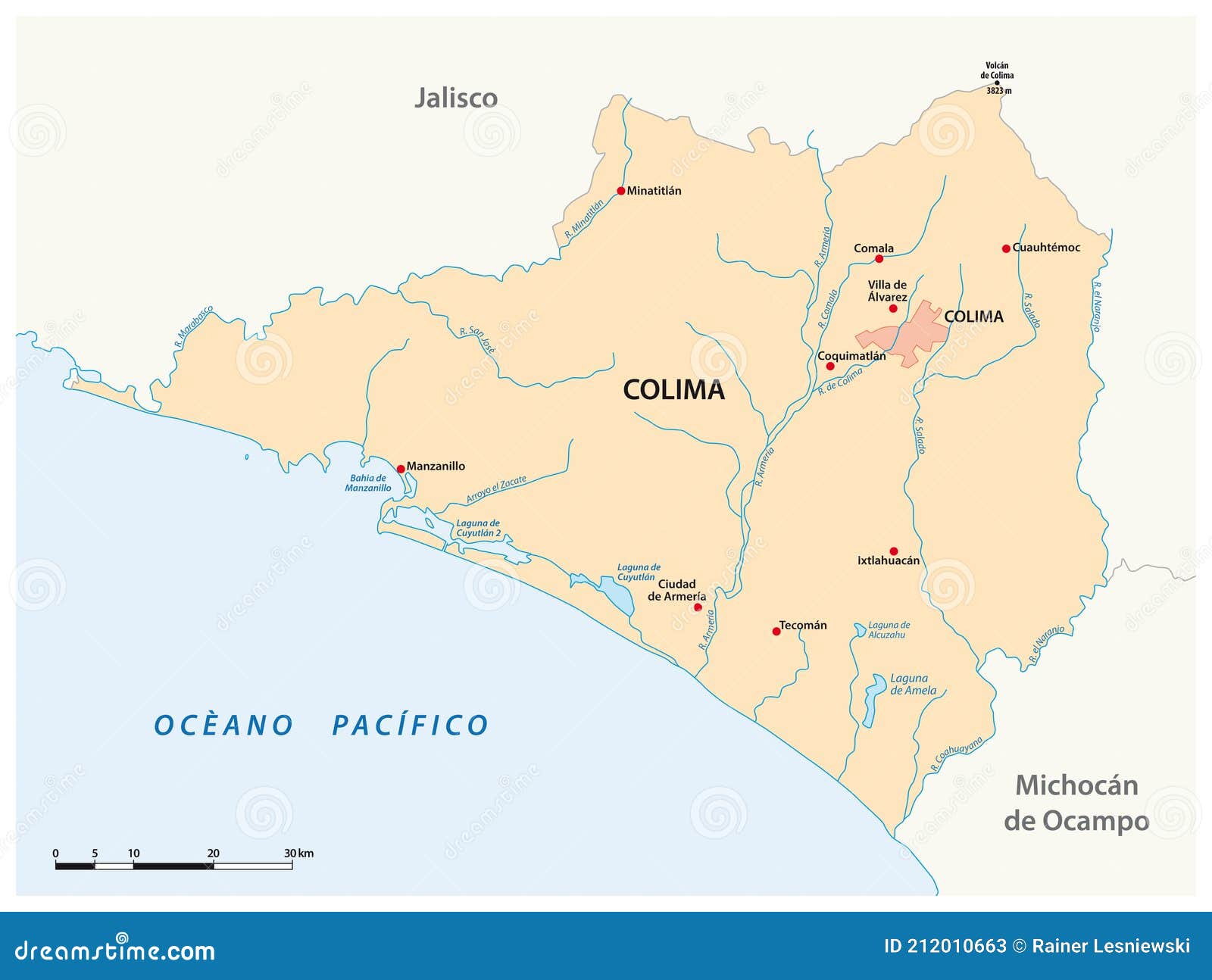 Mapa Vectorial Del Estado Mexicano De Colima Ilustración del Vector ...