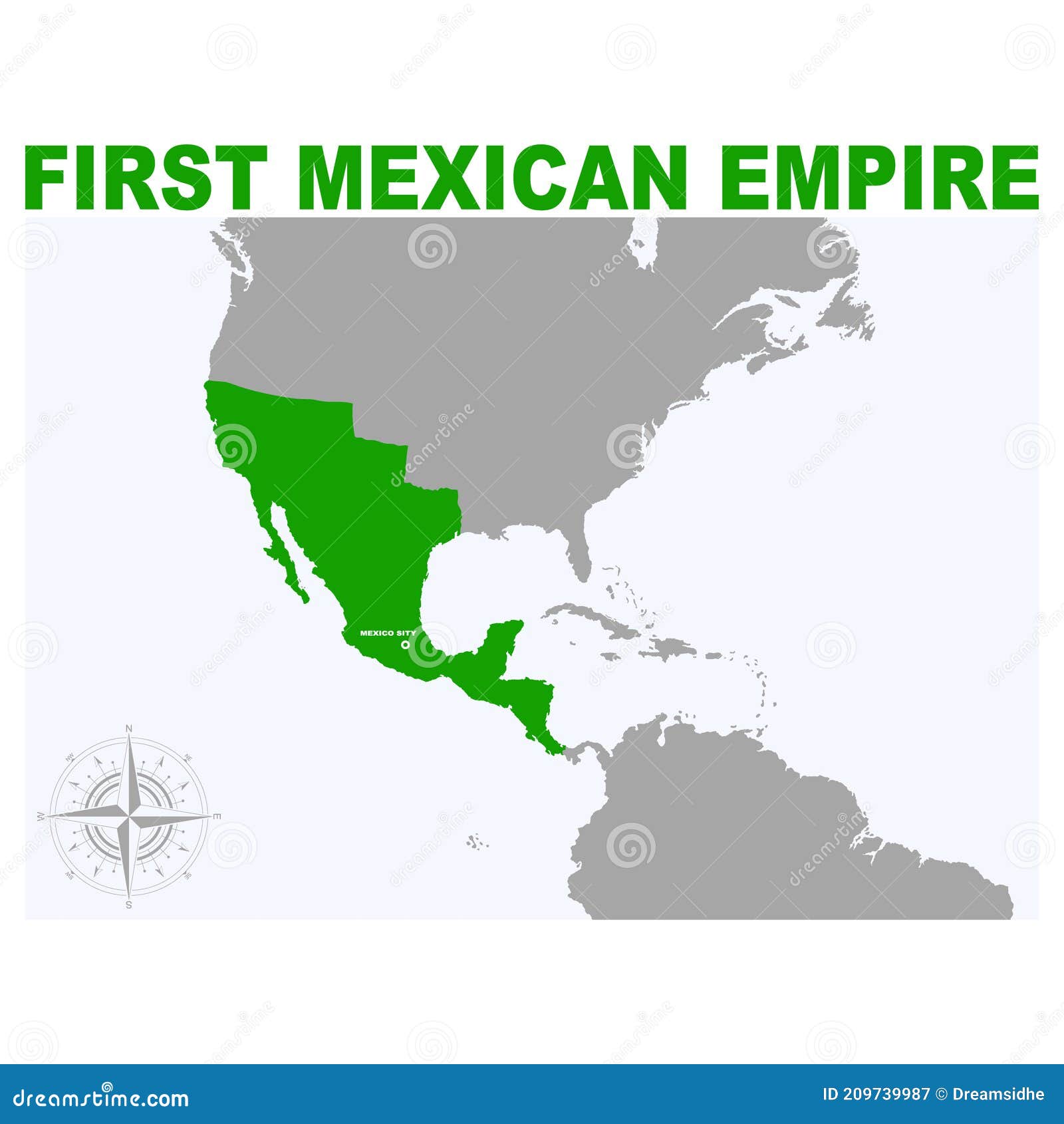 Mapa Vectorial Del Primer Imperio Mexicano Ilustración del Vector ...