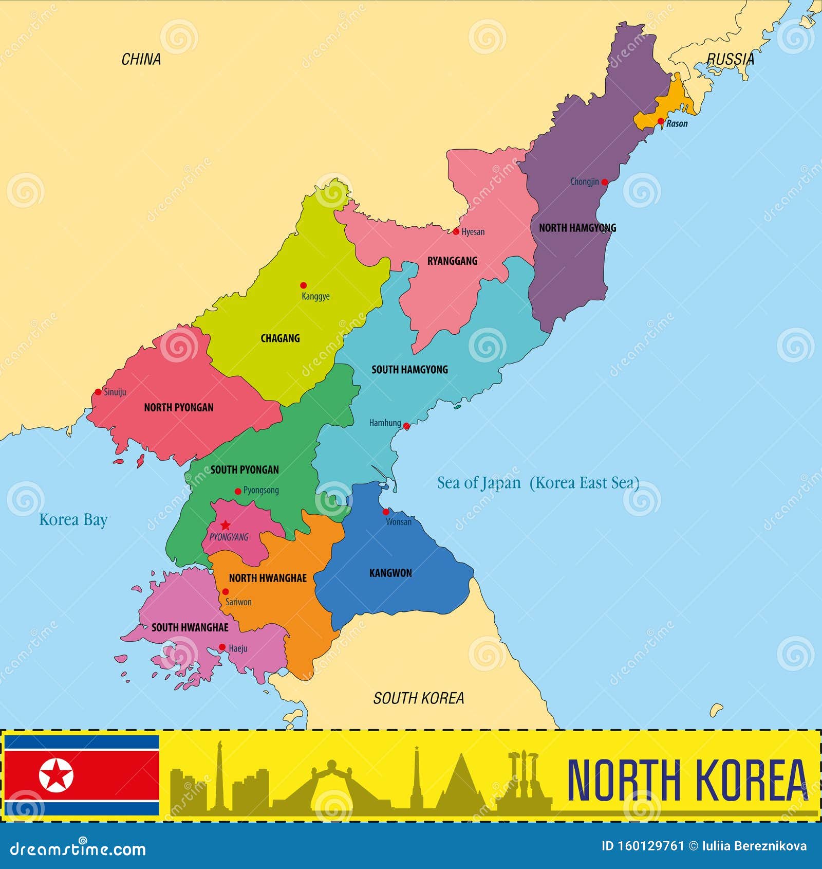 Mapa Vectorial PolÃ­tico De Corea Del Norte Ilustración del Vector ...