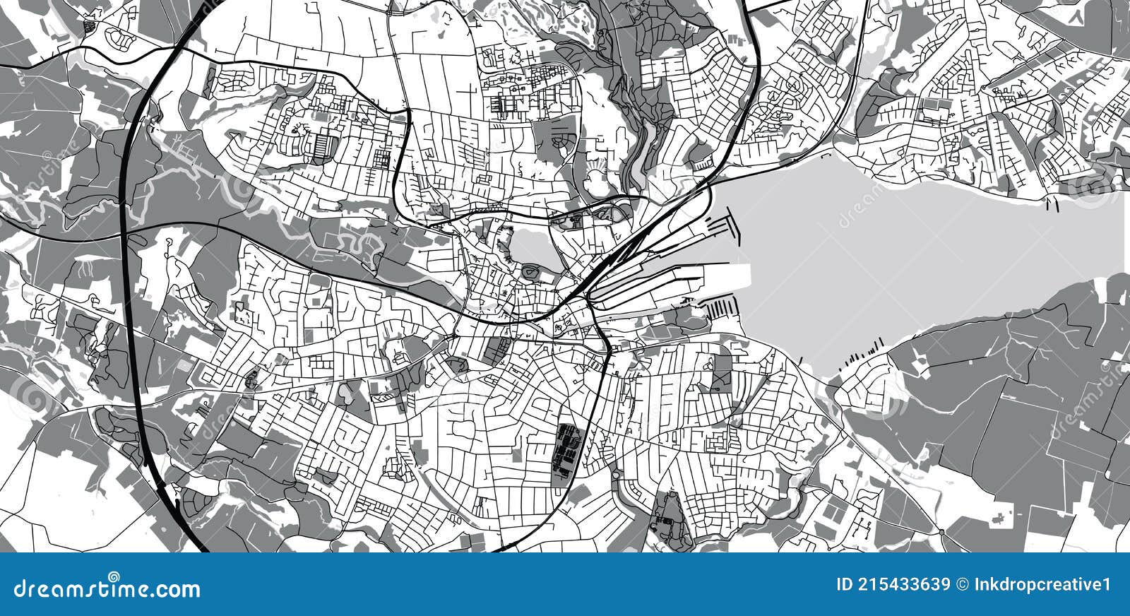Mapa Vectorial Urbano De Kolding Dinamarca Ilustración del Vector ...