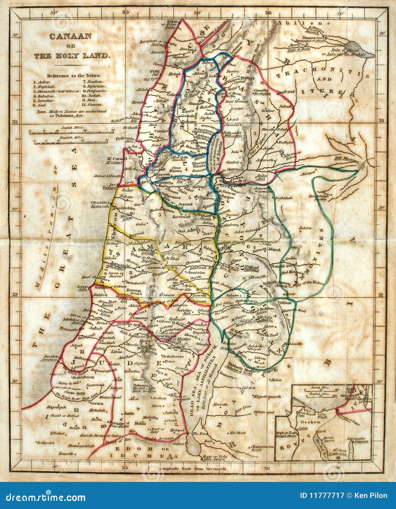 Mapa velho da Terra Santa. imagem de stock. Imagem de médio - 11777717