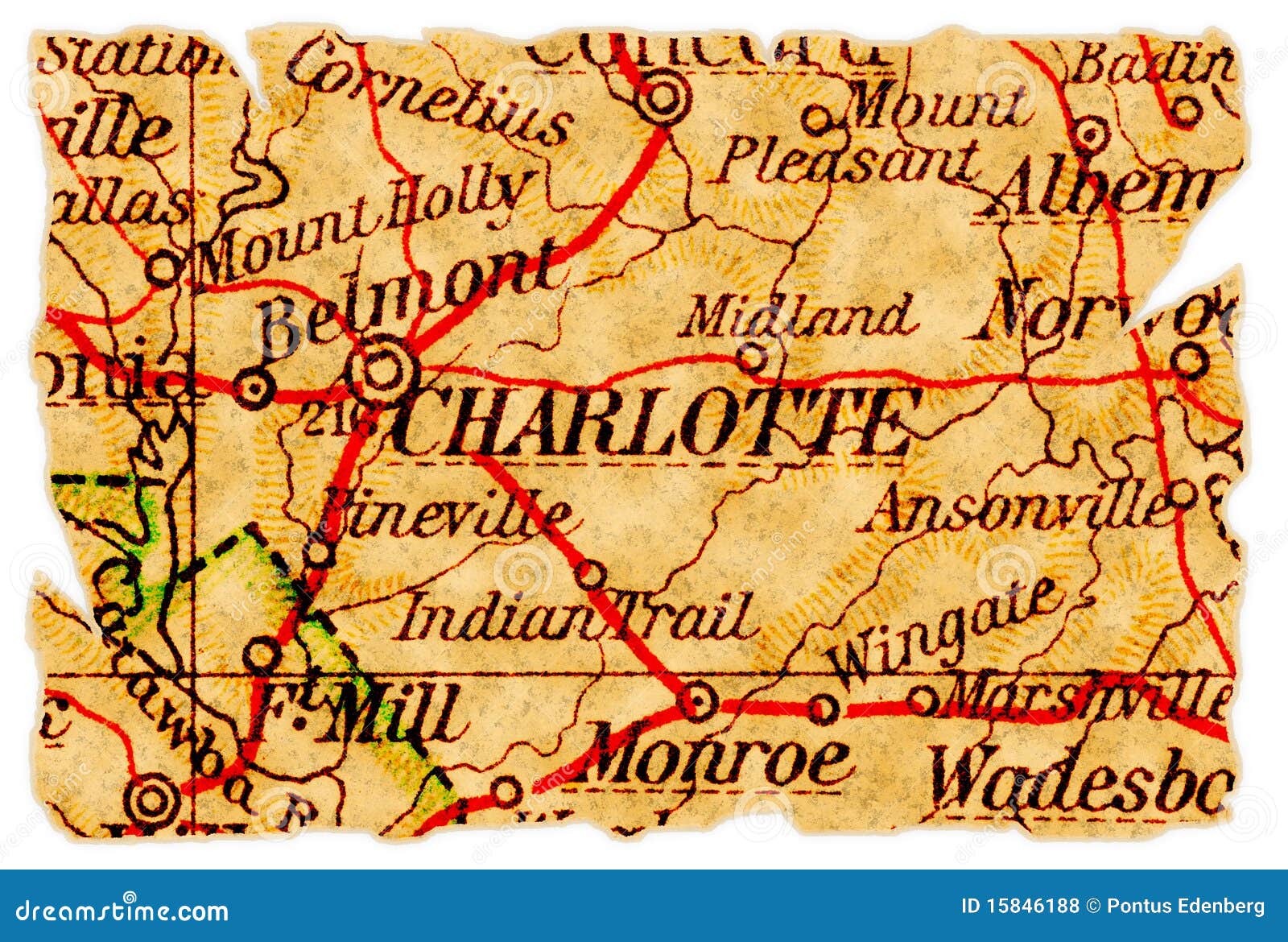 Mapa velho de Charlotte foto de stock. Imagem de fundo - 15846188