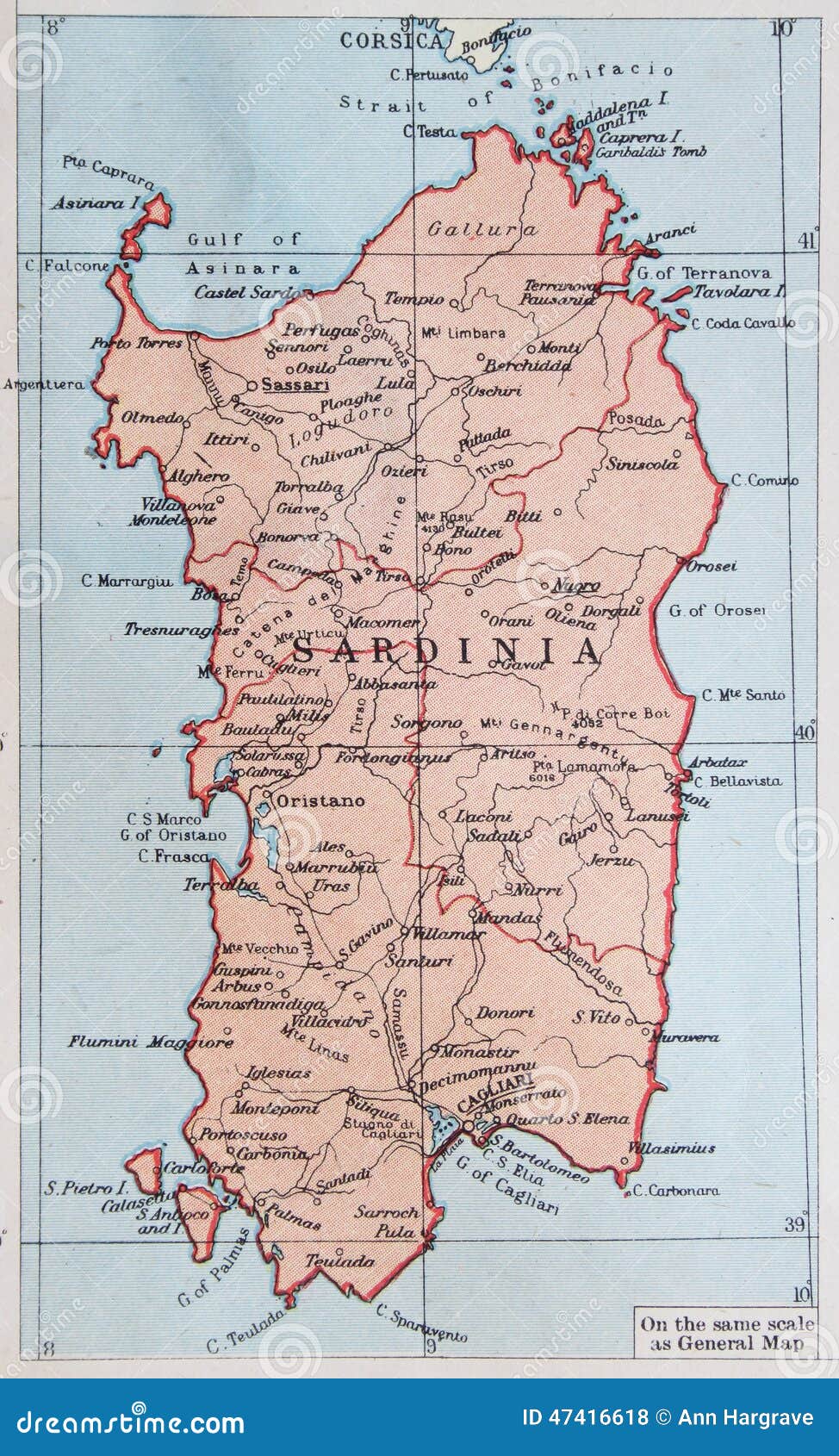 Mapa 1945 Velho De Sardinia Ilustração Stock - Ilustração de rotas ...