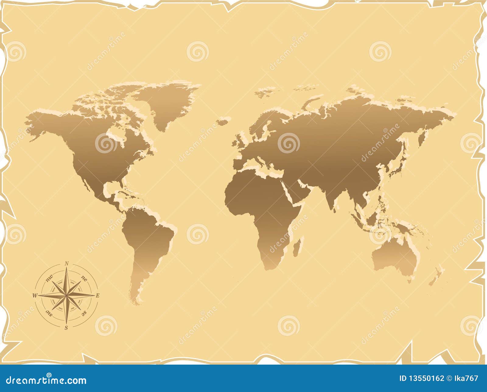 Mapa velho do mundo ilustração do vetor. Ilustração de compasso - 13550162