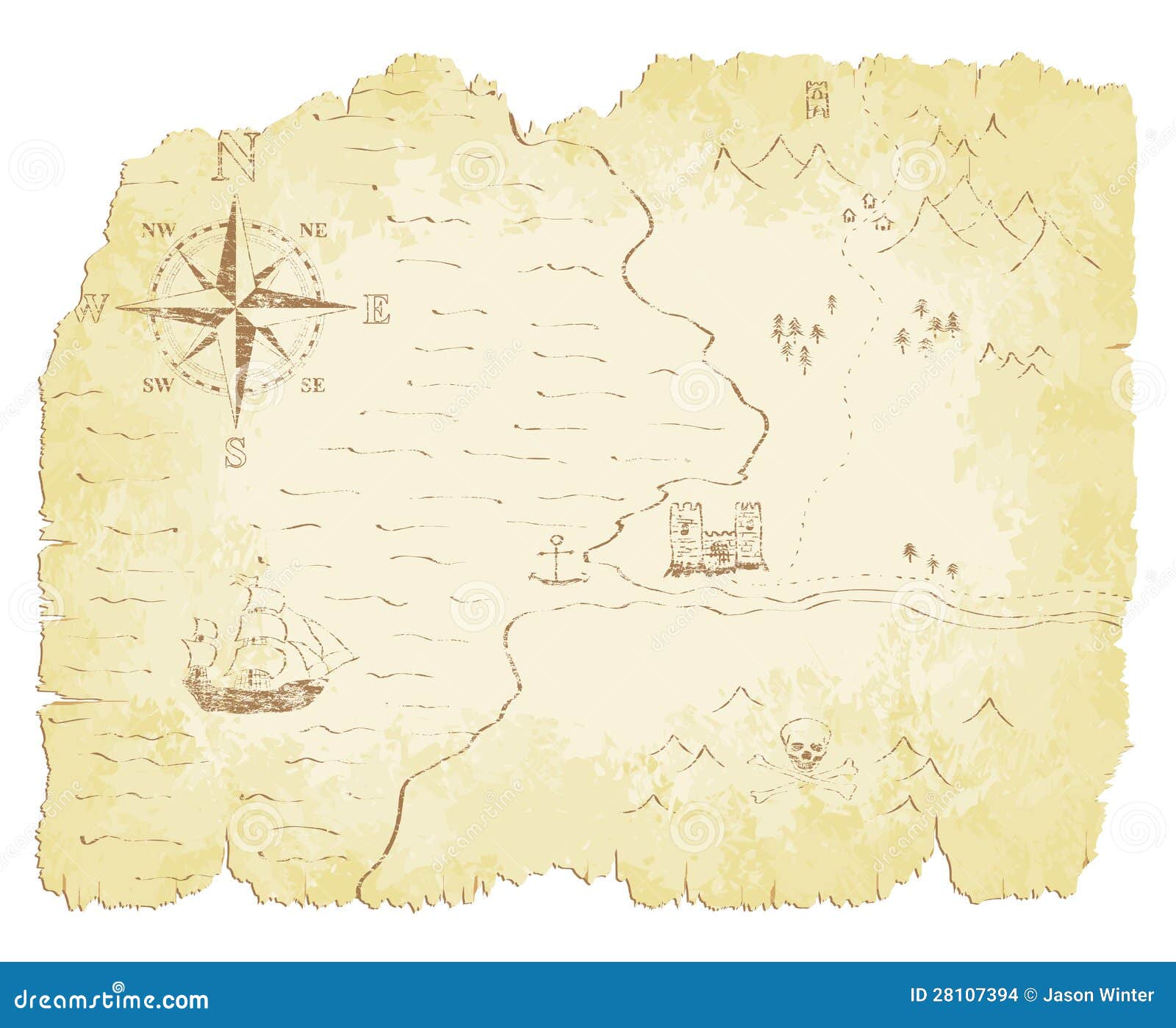 Mapa viejo ilustración del vector. Ilustración de manuscrito - 28107394