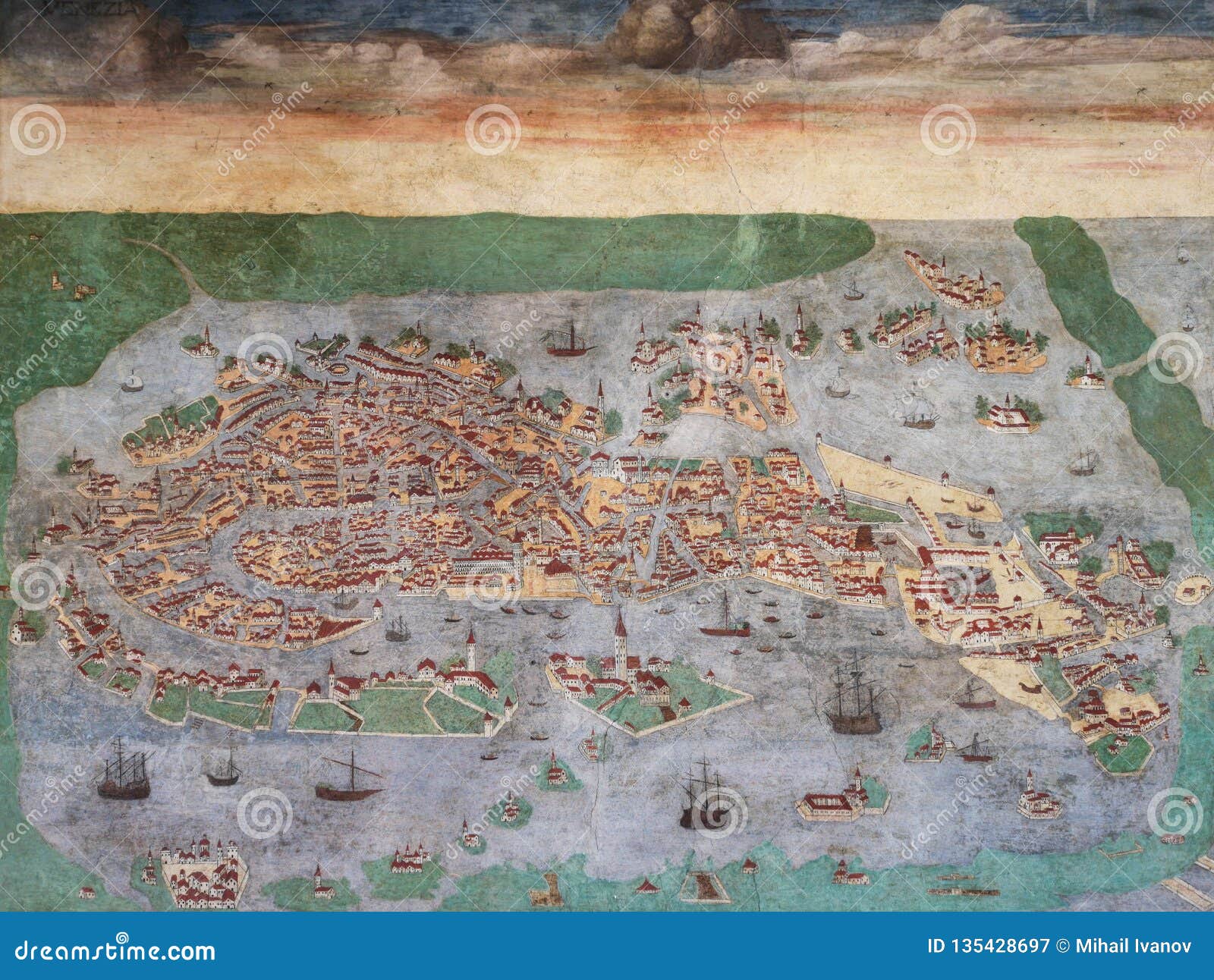 Mapa Viejo De Venecia, Italia Imagen de archivo - Imagen de cityscape ...