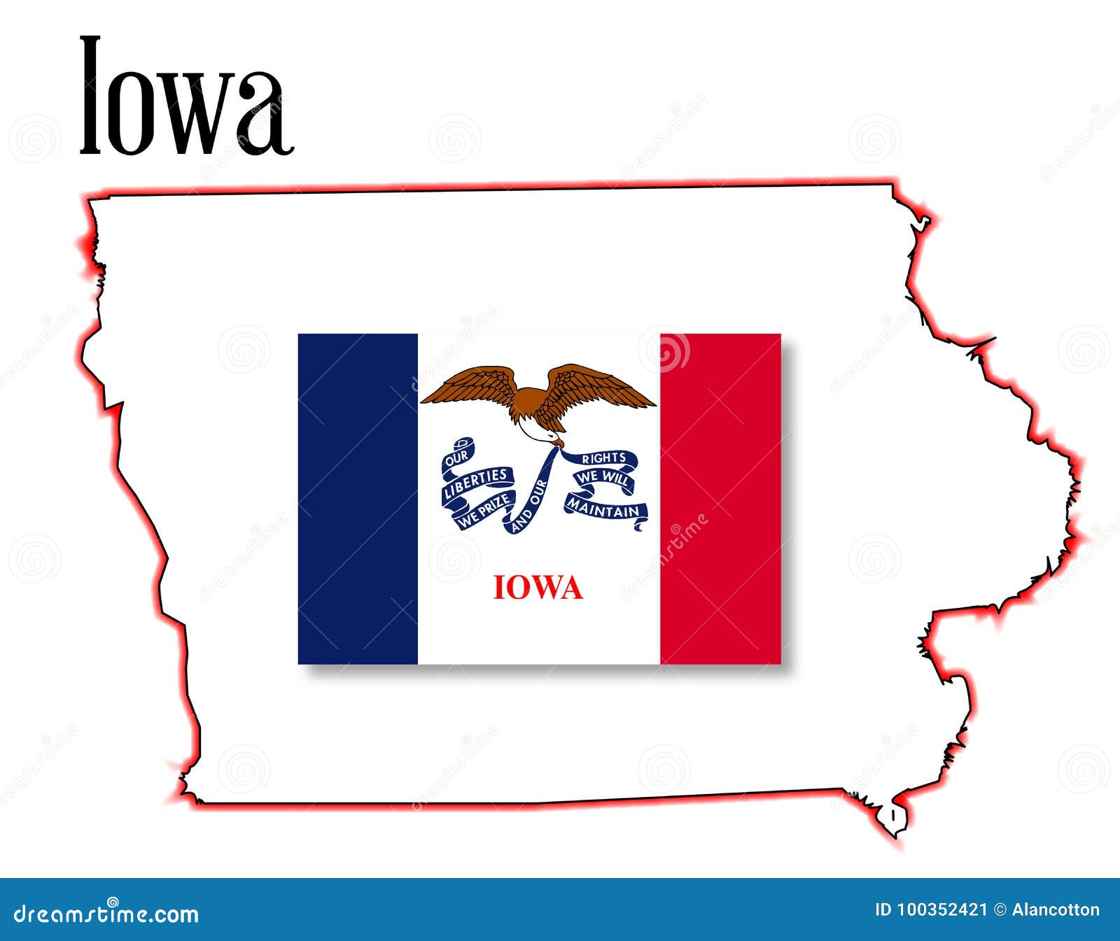 Mapa Y Bandera Del Estado De Iowa Ilustración del Vector - Ilustración ...