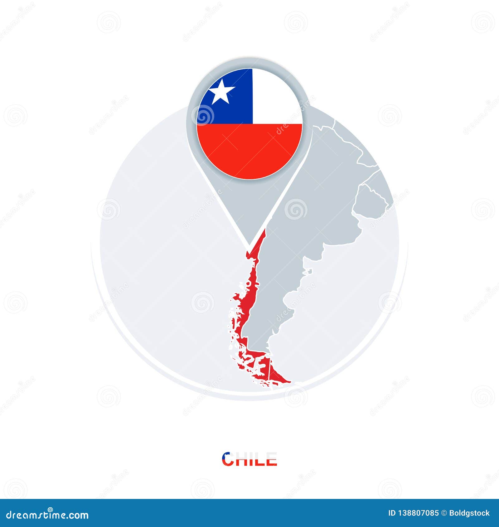 Mapa Y Bandera, Icono De Chile Del Mapa Del Vector Con Chile Destacado ...