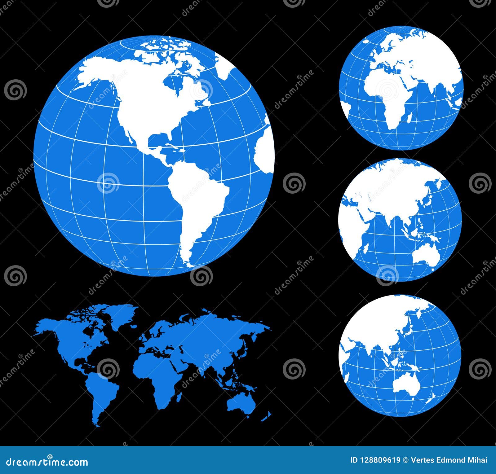 Mapa y globo del mundo ilustración del vector. Ilustración de plata ...