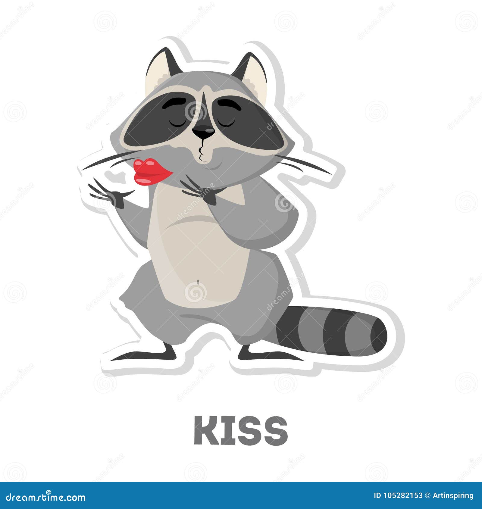 Mapache aislado con beso ilustración del vector. Ilustración de ...