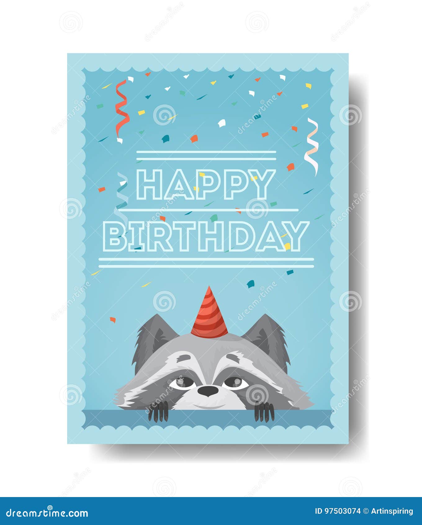 Mapache Del Feliz Cumpleaños Ilustración del Vector - Ilustración de ...