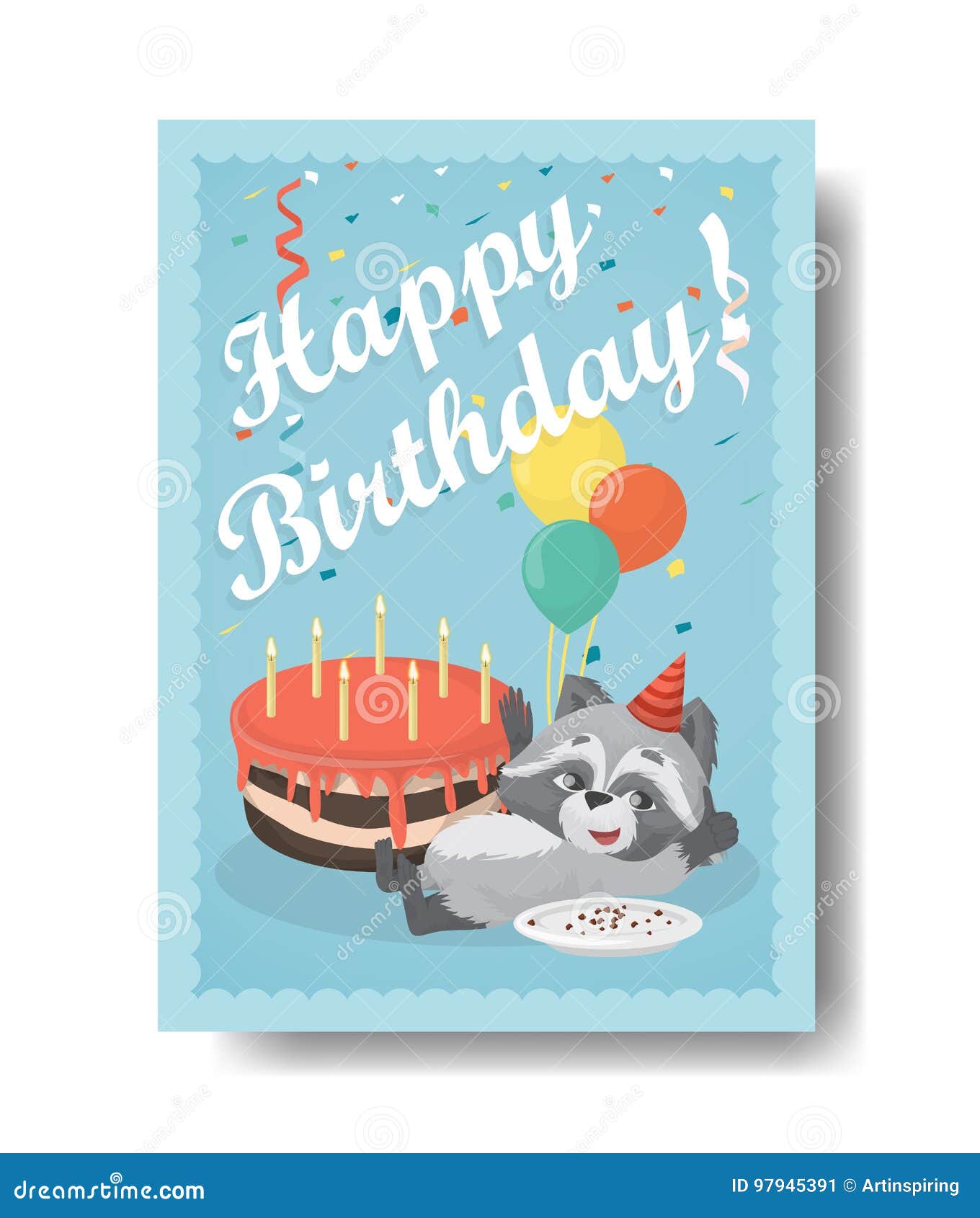 Mapache Del Feliz Cumpleaños Ilustración del Vector - Ilustración de ...