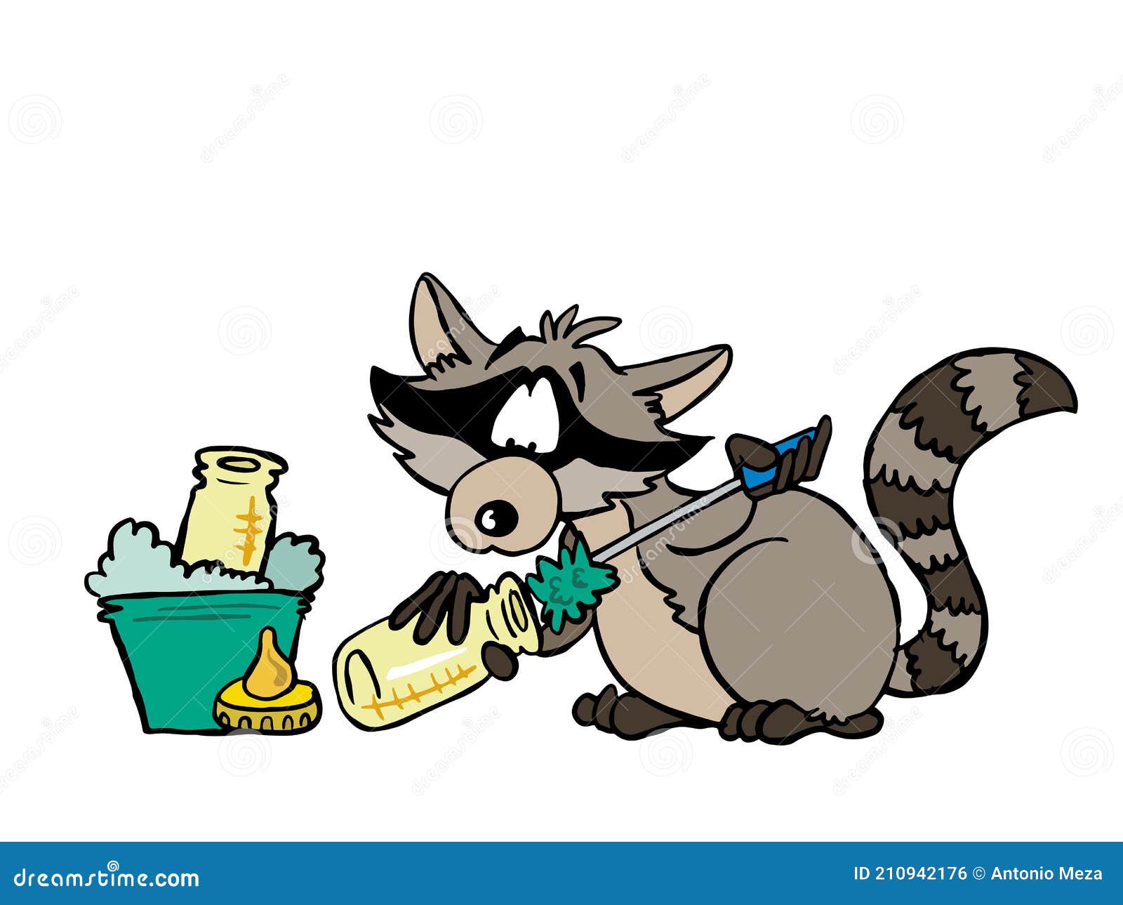 Mapache lavar biberones ilustración del vector. Ilustración de mapache ...