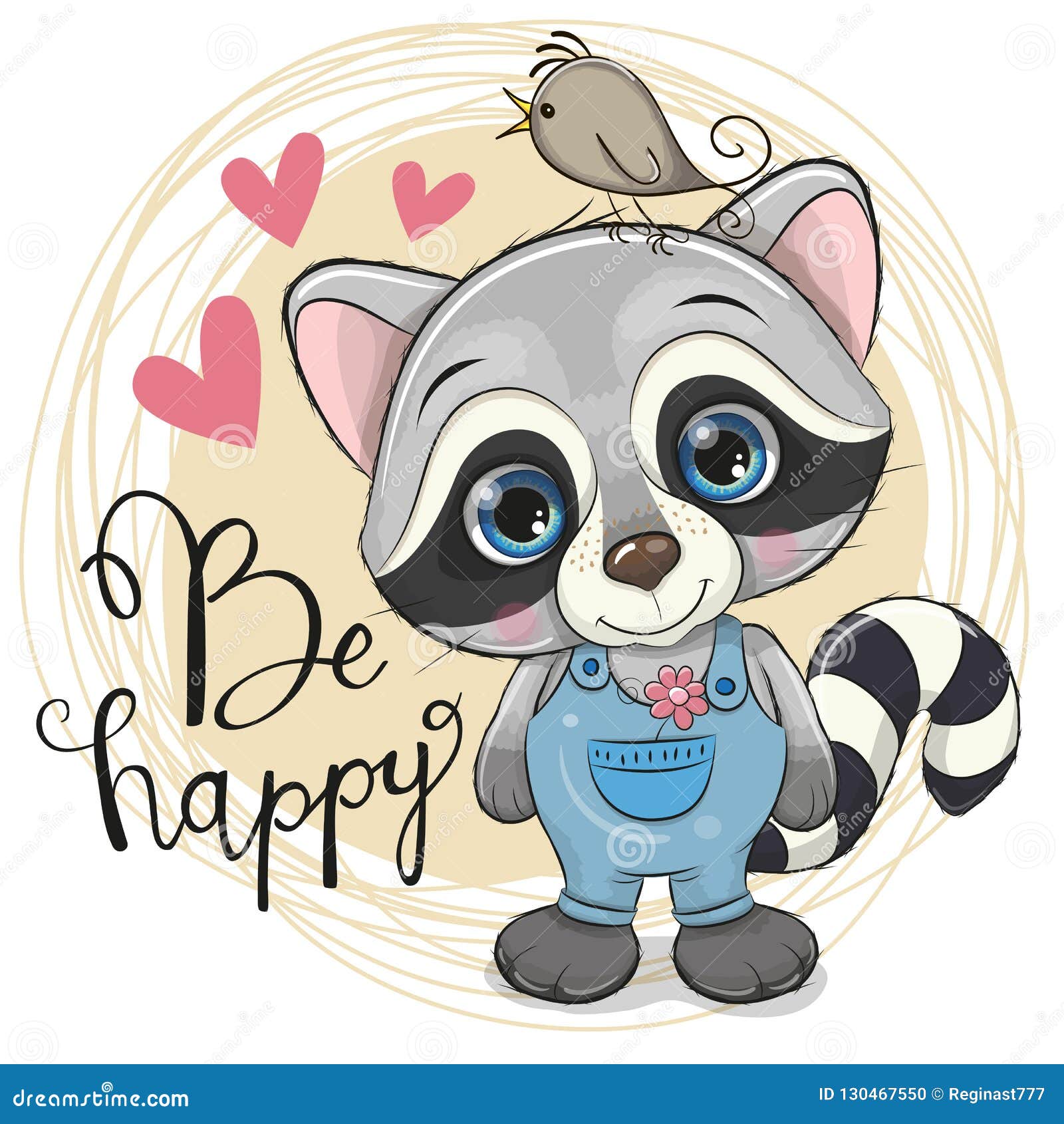 Mapache Lindo De La Historieta Con La Flor Ilustración del Vector ...