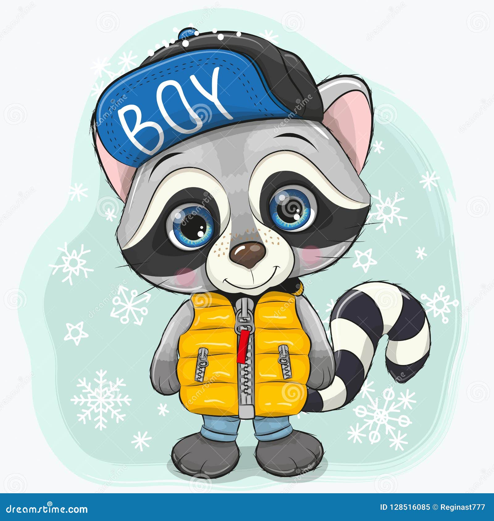 Mapache Lindo De La Historieta En Un Chaleco Amarillo Ilustración del Vector - Ilustración de ...