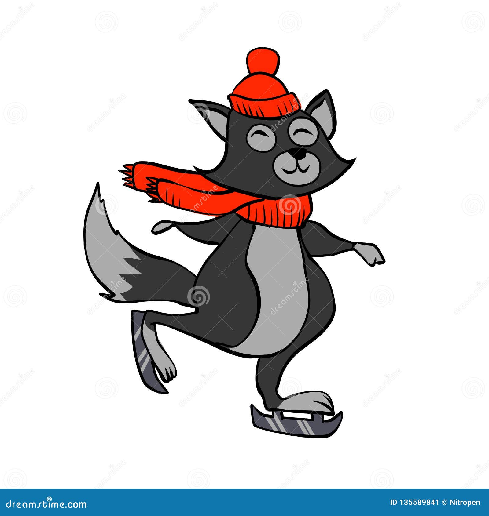 Mapache Que Patina En El Hielo Stock de ilustración - Ilustración de ...