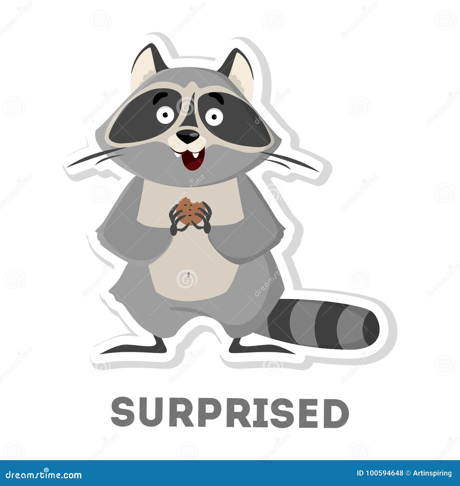 Mapache Sorprendido Aislado Ilustración del Vector - Ilustración de ...