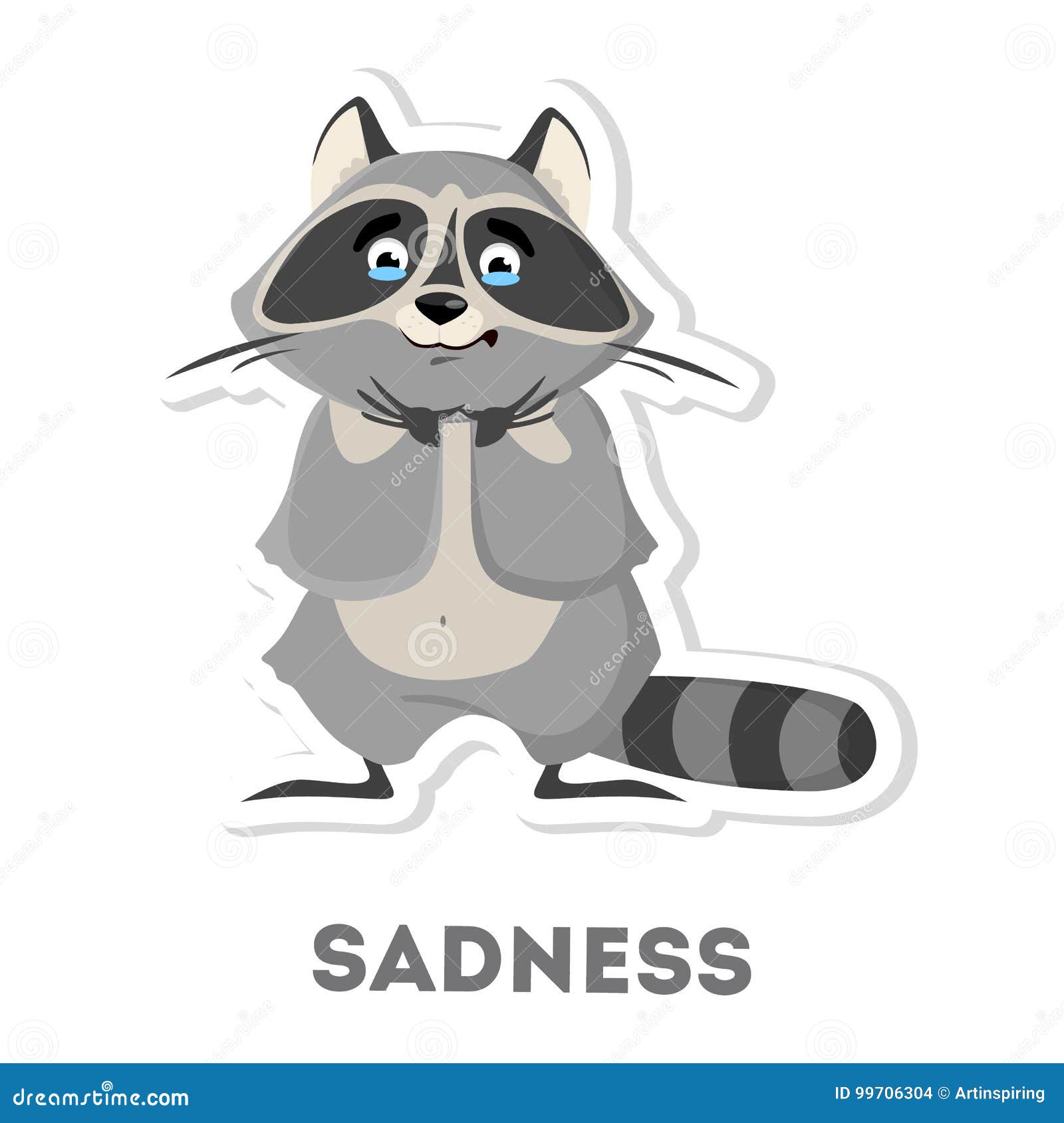 Mapache triste aislado ilustración del vector. Ilustración de garabato ...