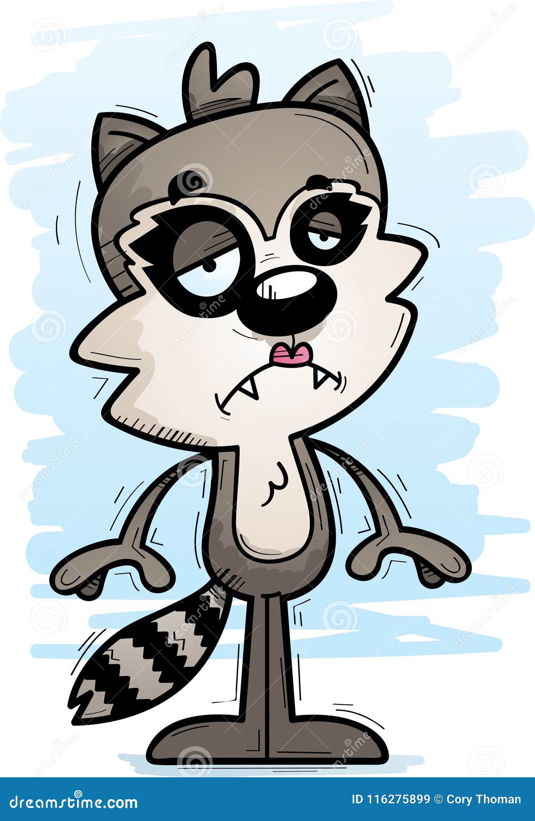 Mapache Triste De La Hembra De La Historieta Ilustración del Vector ...