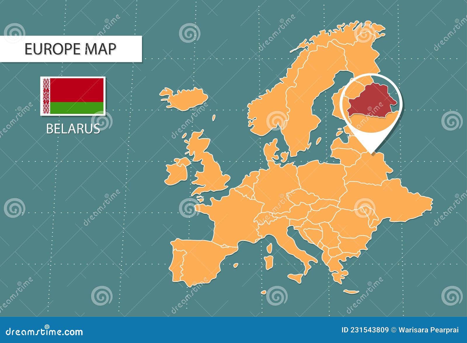 Belarus Map in Europe Zoom Version, Icons Showing Belarus Location and ... Belarus Map in Europe Zoom Version, Icons Showing Belarus Location and ...