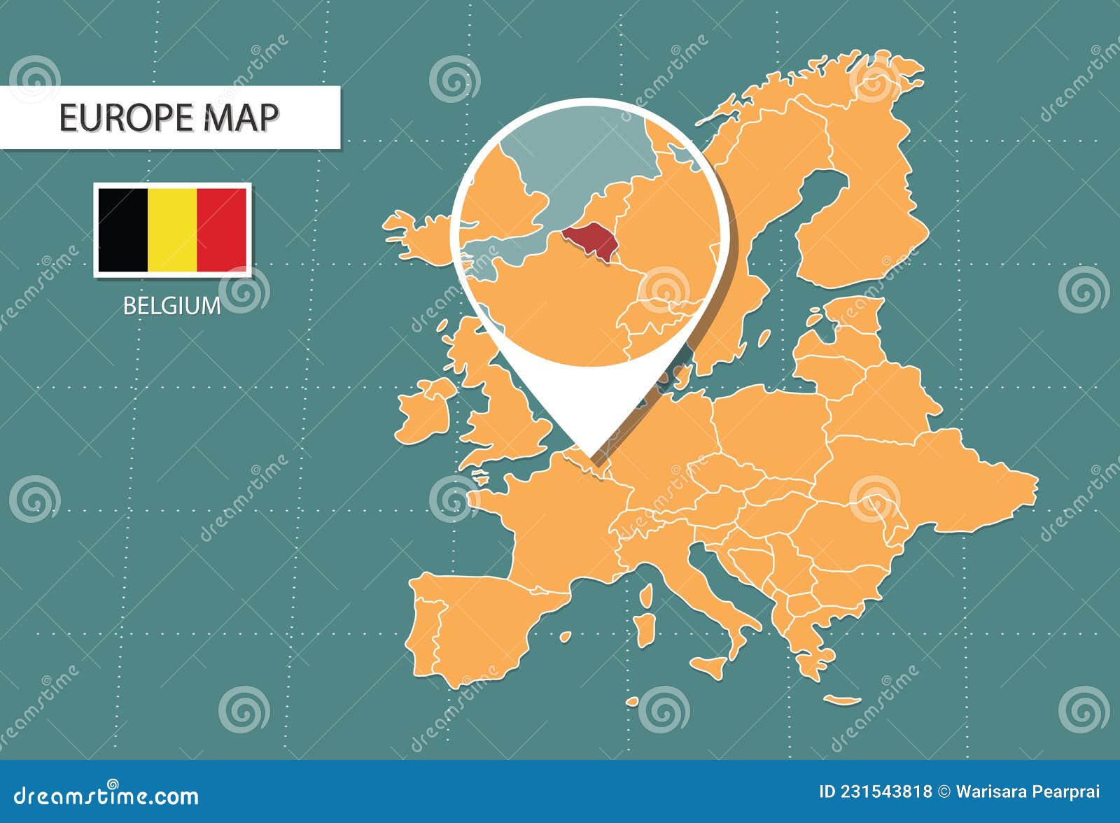 Belgium Map in Europe Zoom Version, Icons Showing Belgium Location and ... Belgium Map in Europe Zoom Version, Icons Showing Belgium Location and ...