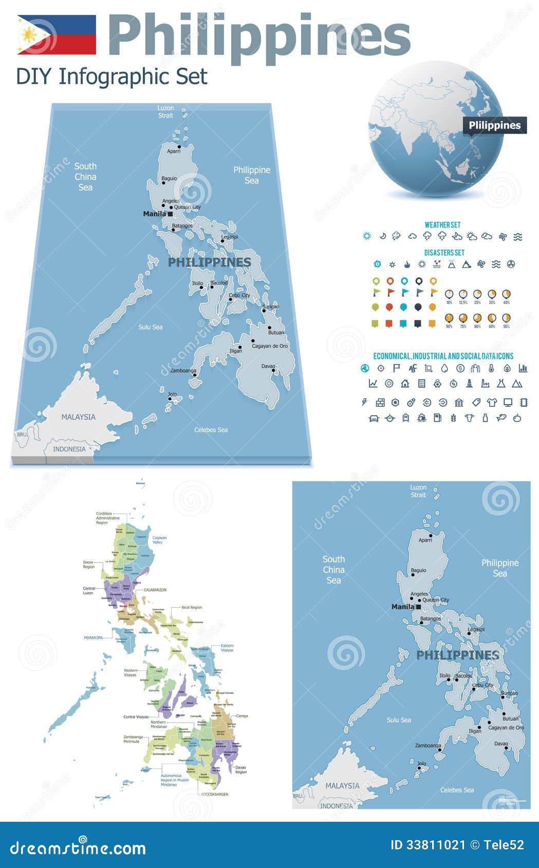 Mapas De Filipinas Con Los Marcadores Ilustración del Vector ...