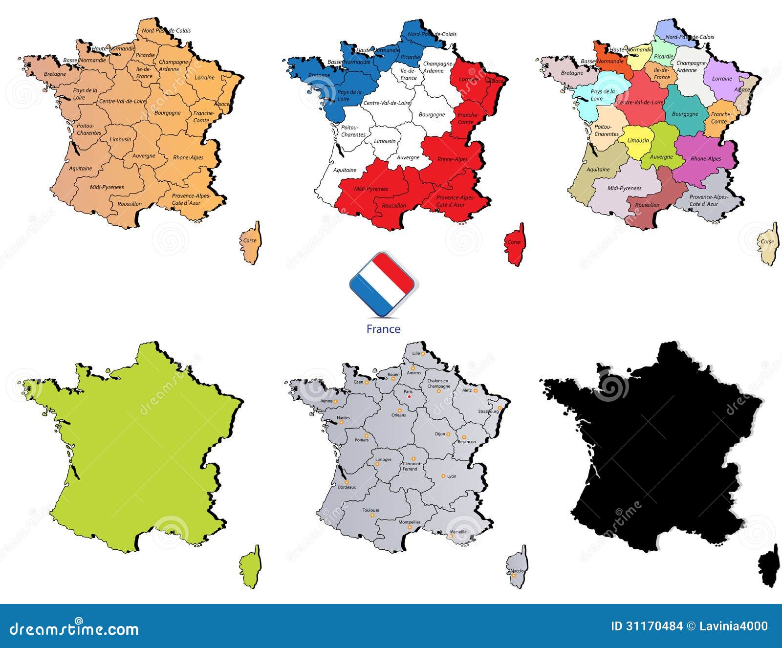Mapas de Francia ilustración del vector. Ilustración de atlas - 31170484