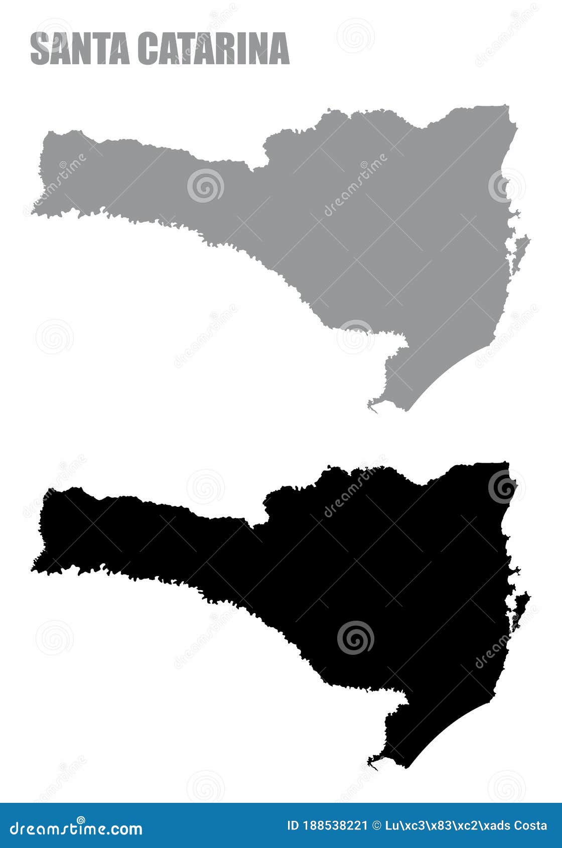 Mapas De Silueta Del Estado De Santa Catarina Stock De Ilustración