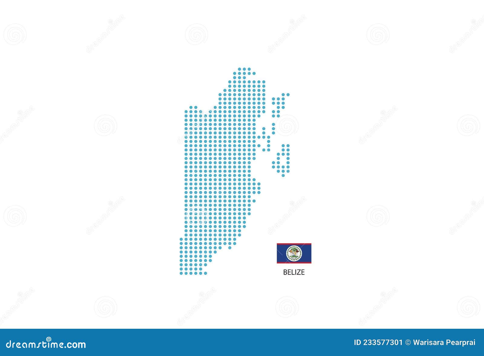 Belize Map Design Blue Circle, White Background with Belize Flag Stock ...