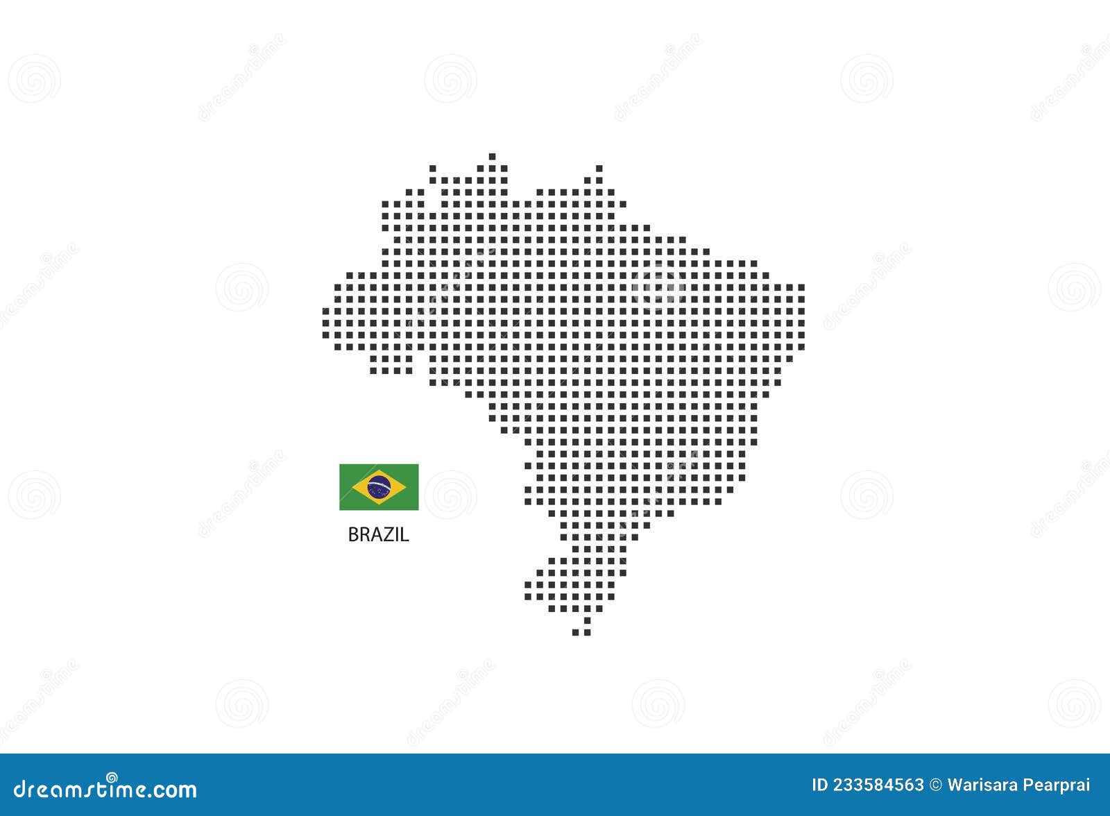 Pixel Map Of Brazil. Vector Dotted Map Of Brazil Isolated On White ...