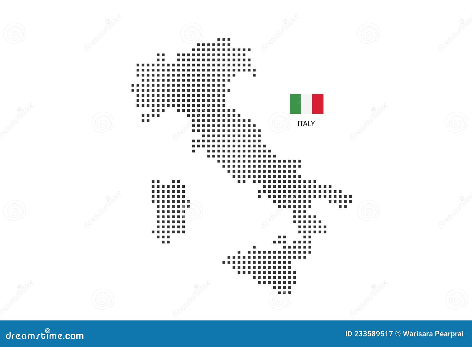 Pixel Map Of Italy. Vector Dotted Map Of Italy Isolated On White ...