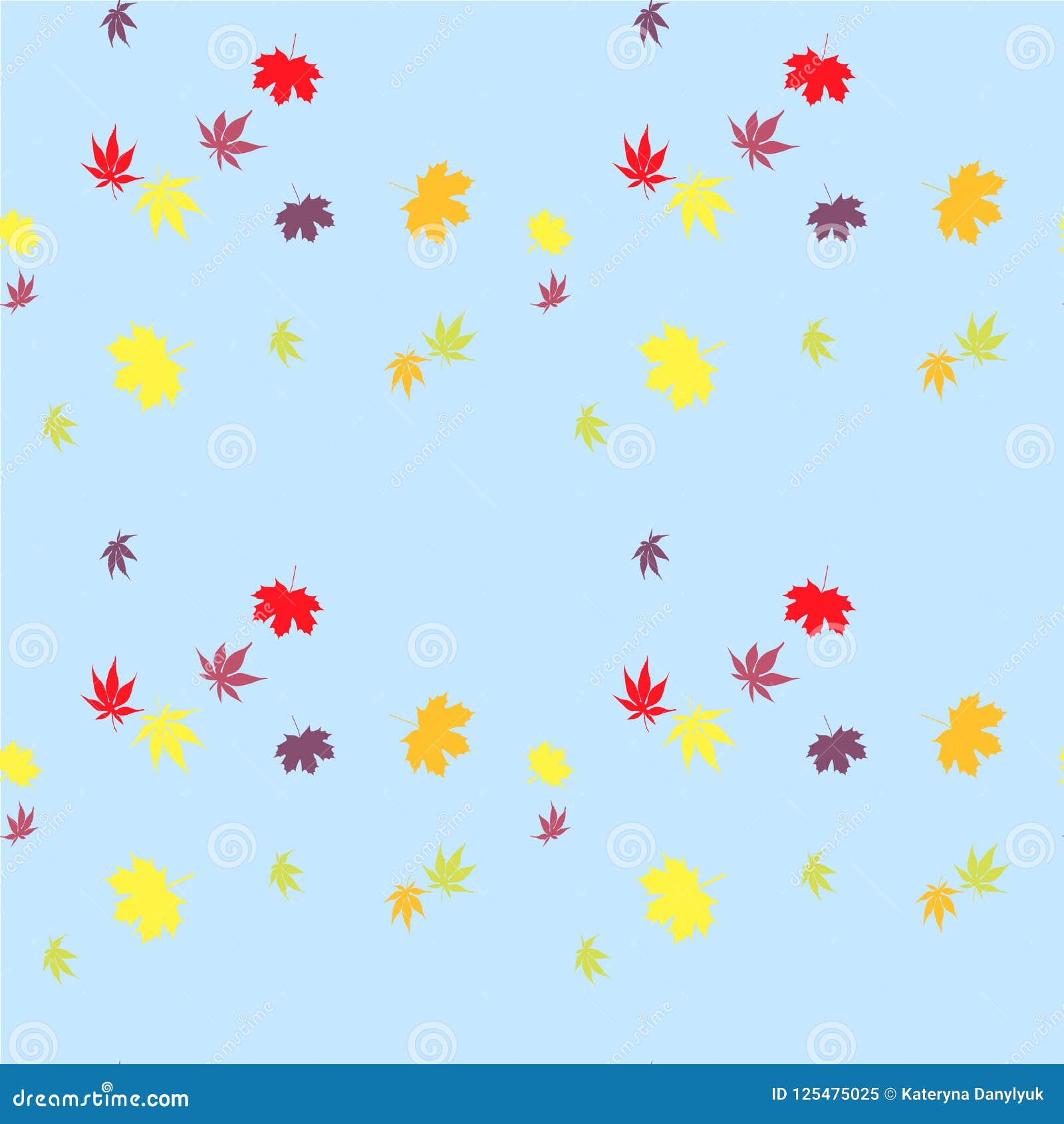 Maple Colored Leaves on Blue Seamless Pattern Stock Stock Vector ...